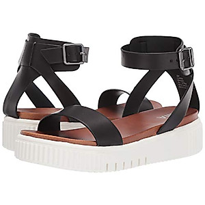 MIA Lunna Womens Open Toe Ankle Strap Flatform Platform Sandals, Comfortable Casual Shoes for Spring and Summer, Black, Size 8.5