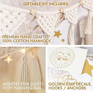 TIDYTEDS Snow White Macrame DreamLights Boho Stuffed Animal Storage Net for Stuffed Animals (Extra Large) and Stuffed Animal Net or Hammock for Small Stuffed Animals or Plushies. Pure Cotton