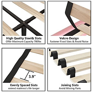 Lijimei Full Size Bed Frame with Button Tufted Headboard, Platform Upholstered in Velvet Fabric,Mattress Foundation with Wooden Slats Support, Easy Assembly, No Box Spring Needed, Pink Velvet