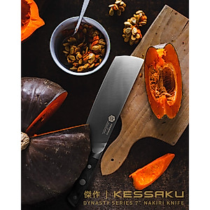 KESSAKU Nakiri Knife - 7 inch - Dynasty Series - Asian Vegetable Cleaver - Razor Sharp Kitchen Knife - Forged ThyssenKrupp German High Carbon Stainless Steel - G10 Garolite Handle with Blade Guard