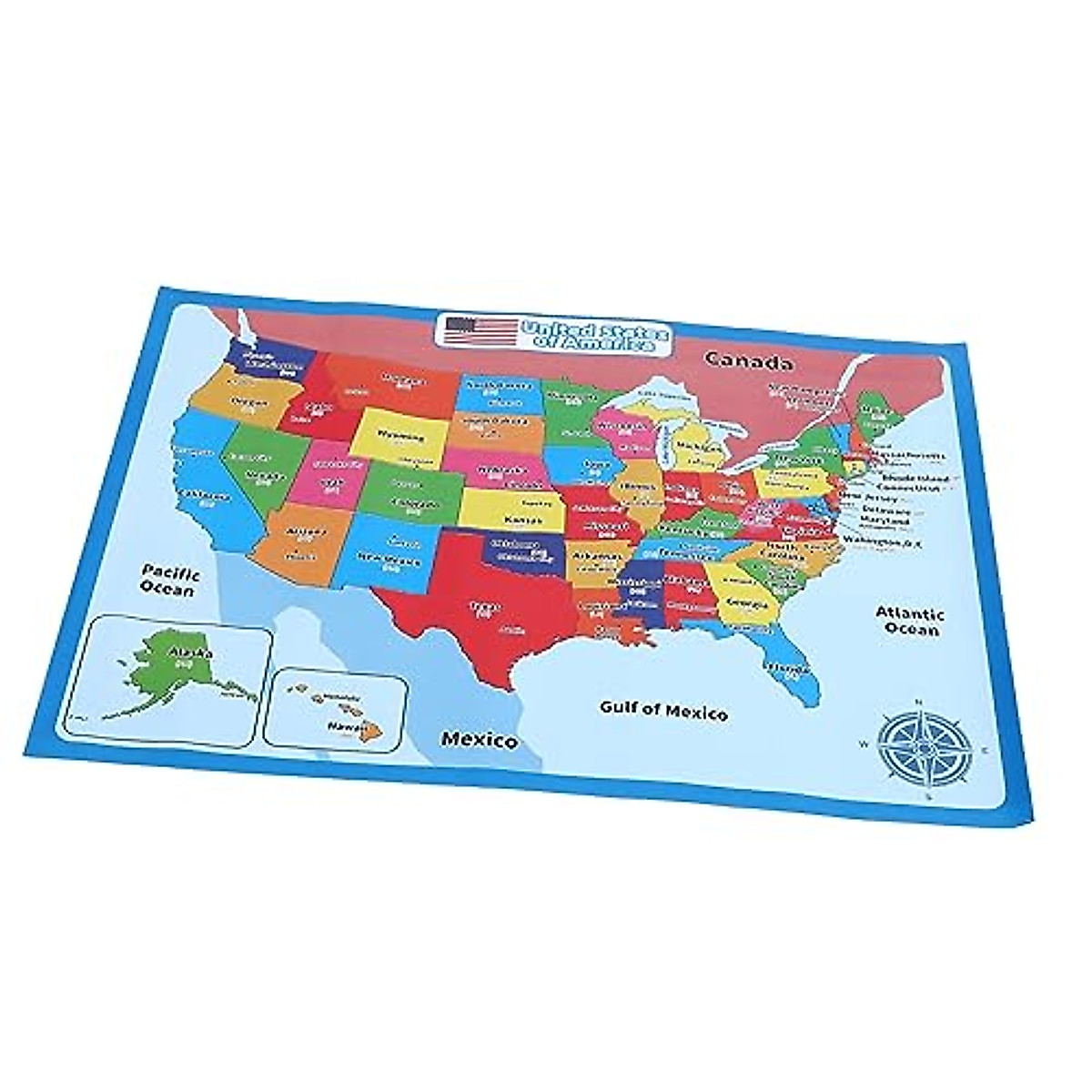 Operitacx Cartoon Preschool Posters 4 Sheets United States map poster US map playroom decor supply usa map for accessory Cartoon Accessories hanging pictures decorate synthetic paper