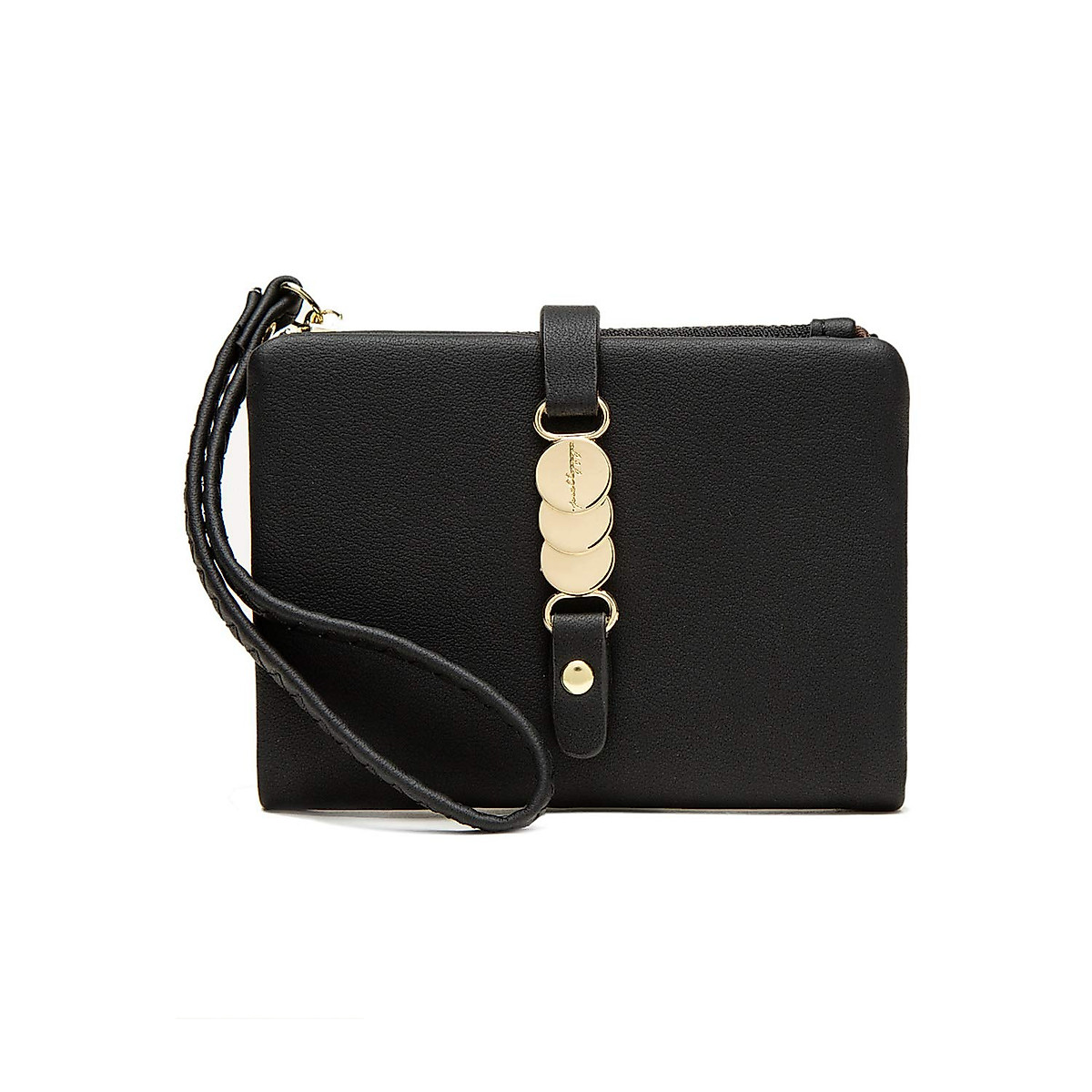 AOXONEL Womens Wallets Small Rfid Bifold Wristlet,Ladies Wallets for Card Coin,Change Purse with Wrist Strap (Black)