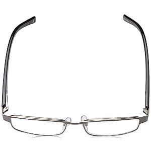 Foster Grant Men's Leo Square Reading Glasses, Gunmetal/Transparent, 59 mm + 1.75