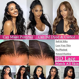 DACHIC 210% Density 13x4 HD 30 Inch Lace Front Wigs Human Hair Pre Plucked Straight Human Hair Wigs for Black Women Glueless Frontal Wigs Human Hair Pre Plucked Free Part with Baby Hair