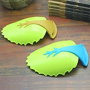 AKOAK 2 Pcs/Pack Safe Baby Faucet Extenders Natural Leaves Design Faucet Handle Extensions Sink Handle Extenders for Babies,Toddlers,Kids and Children（Brown and Blue）