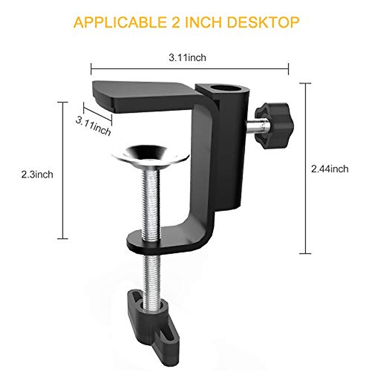 Replacement Aluminum Alloy C-Clamp Desk Light Clamp Mount Holder Cantilever Bracket with 1/4 Inch Thread Hole for Desktop Table Lamp