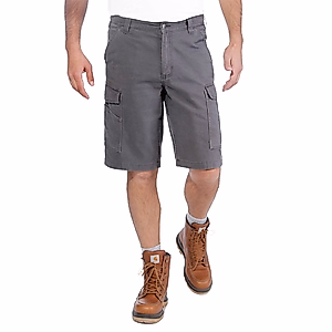 Carhartt mens Rugged Flex Relaxed Fit Canvas Work Cargo Shorts, Shadow, 34 US