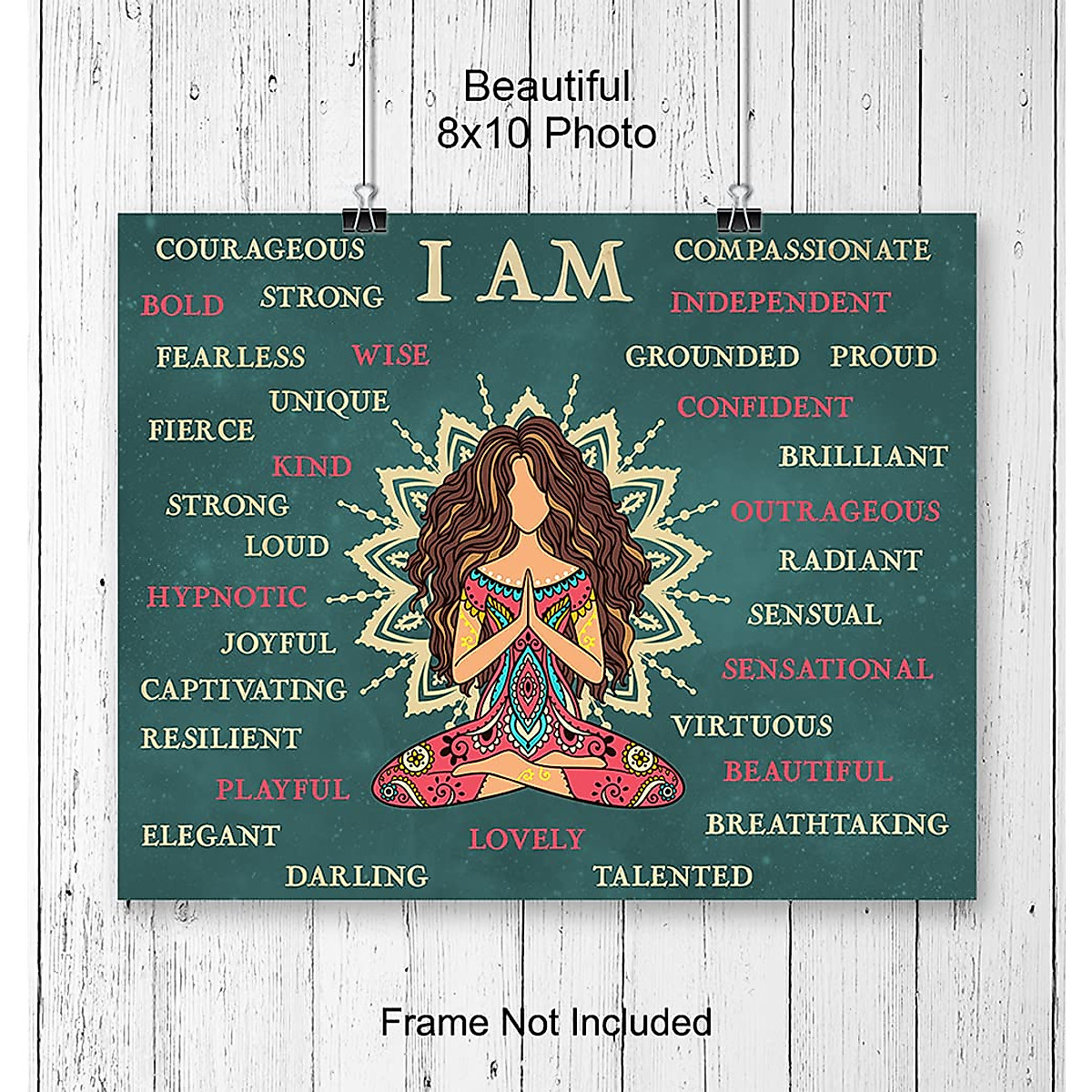 Positive Affirmations Wall Decor - Motivational Wall Art Posters 8x10 - Inspirational Quotes - Encouragement Gifts for Women - Empowered Women - Uplifting Gifts for Women - Encouraging Yoga Wall Art