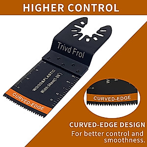 Trivd Frol 50Pcs Curved-Edge Oscillating Tool Blades Professional Universal Oscillating Saw Blades Wood Multitool Blades Compatible with Dewalt, Milwaukee, Makita, Ryobi, Rockwell, Bosch