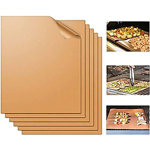 WIBIMEN Grill Mat Set of 7-100% Non-Stick BBQ Grill Mats&Baking Mats, PFOA Free, Heavy Duty, Resuable and Easy to Clean, Works on Gas Charcoal and Electric BBQ (7 Pcs) (Copper)