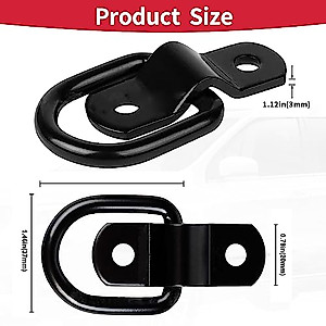 neynavy Pack-4 Multifunctional D-Ring Pull Ring, Load 2204.62 lbs Cargo Trailer Anchor Hook, Garage Workshop Wall Hook, Widely Used for Trucks, Pickups, Kayaks, Campers, Vans (Black)