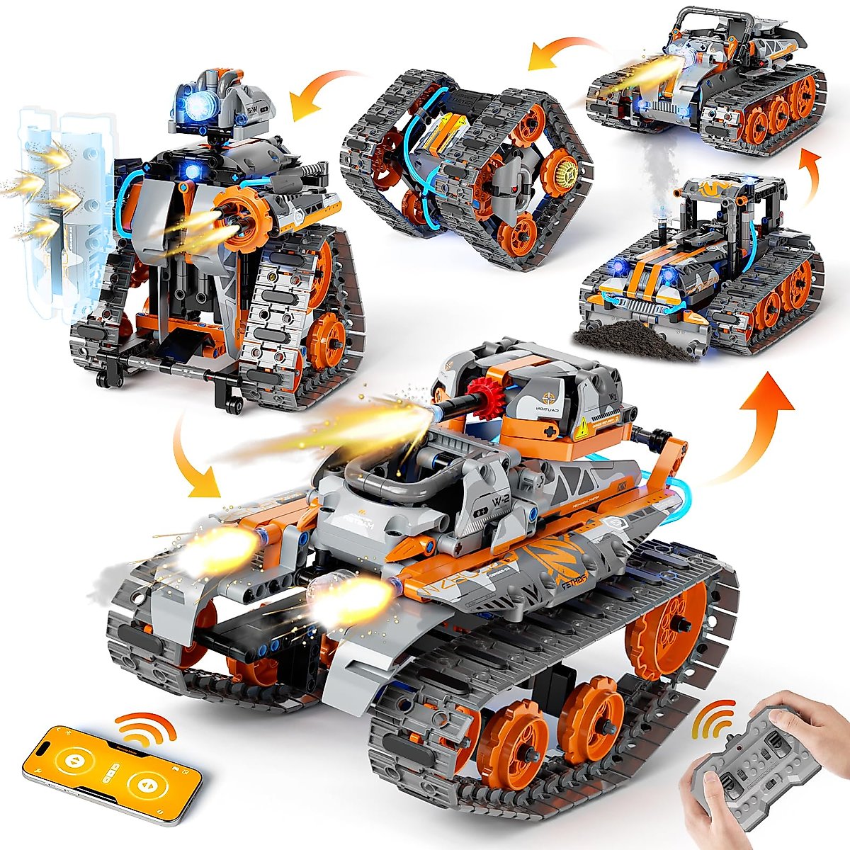 28°C 5-in-1 STEM Building Set Toys for Kids Remote & App Controlled Construction Robot/Car/Tank/Bulldozer/Tracked Racer Coding Kit for Boys Girls Age 6 7 8-12+ Year Old (552 Pcs)