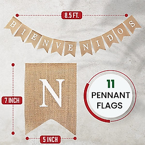 Mandala Crafts Burlap Bienvenidos Sign Decor, Bienvenidos Banner en Español, Rustic Bienvenidos Welcome Sign for Classroom Backdrop Porch Party Decorations