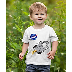 BROOKLYN VERTICAL 4-Pack Toddler NASA Print Outer Space Rocket Ship Short Sleeve T-Shirt | Soft Cotton Sizes 2T-4T (Combo A, 4T)