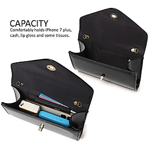 Patent Leather Envelope Clutch Womens Evening Handbag Stylish Shoulder Crossbody Bag for Dating Wedding Party Prom (Black 3008)