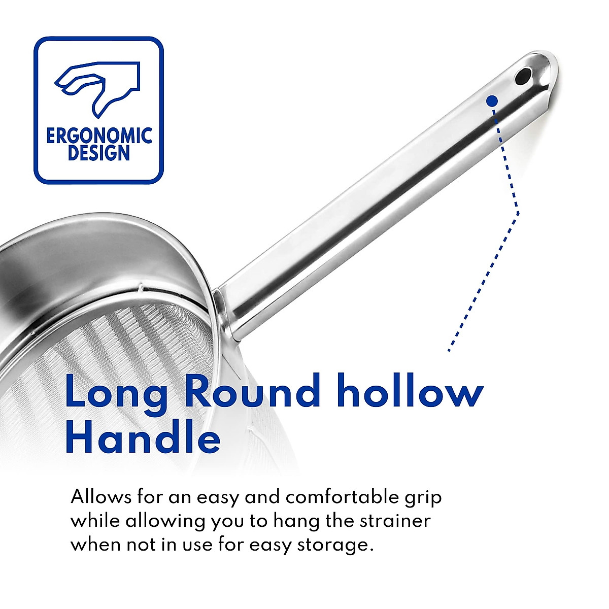 New Star Foodservice 537423 Stainless Steel Reinforced Bouillon Strainer, 8-Inch