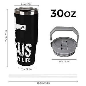 Jesus Saved My Life Crucifixion 30 OZ Insulated Tumblers with Handle And Straw Leakproof Vacuum Insulated Stainless Steel Water Bottle for Car Fishing Travel