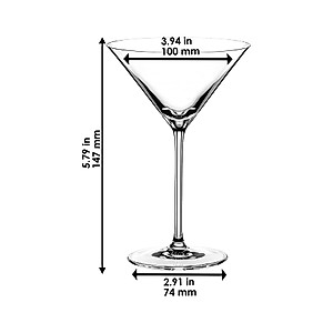 Riedel Personalized Vinum Martini Glass Pair, Set of 2 Custom Engraved Crystal Martini Glasses for Martinis, Cosmos, Margaritas, Cocktails, Home Bar Accessories