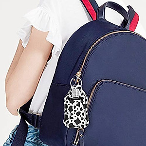 Youngerbaby Lovely Cow Print Travel Size Hand Sanitizer Holder Keyring Girls Keychains with Metal Ring