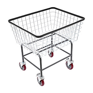 Laundry Cart,Steel Wire Laundry Cart,Laundry Basket With Wheels,Commercial Wire Laundry Basket Cart,Heavy Duty Laundry Cart for Laundry 20x15.7x26in (B)
