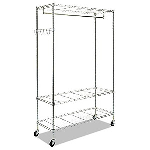 Alera GR364818SR Wire Shelving Garment Rack, Coat Rack, Stand Alone Rack w/Casters, Silver
