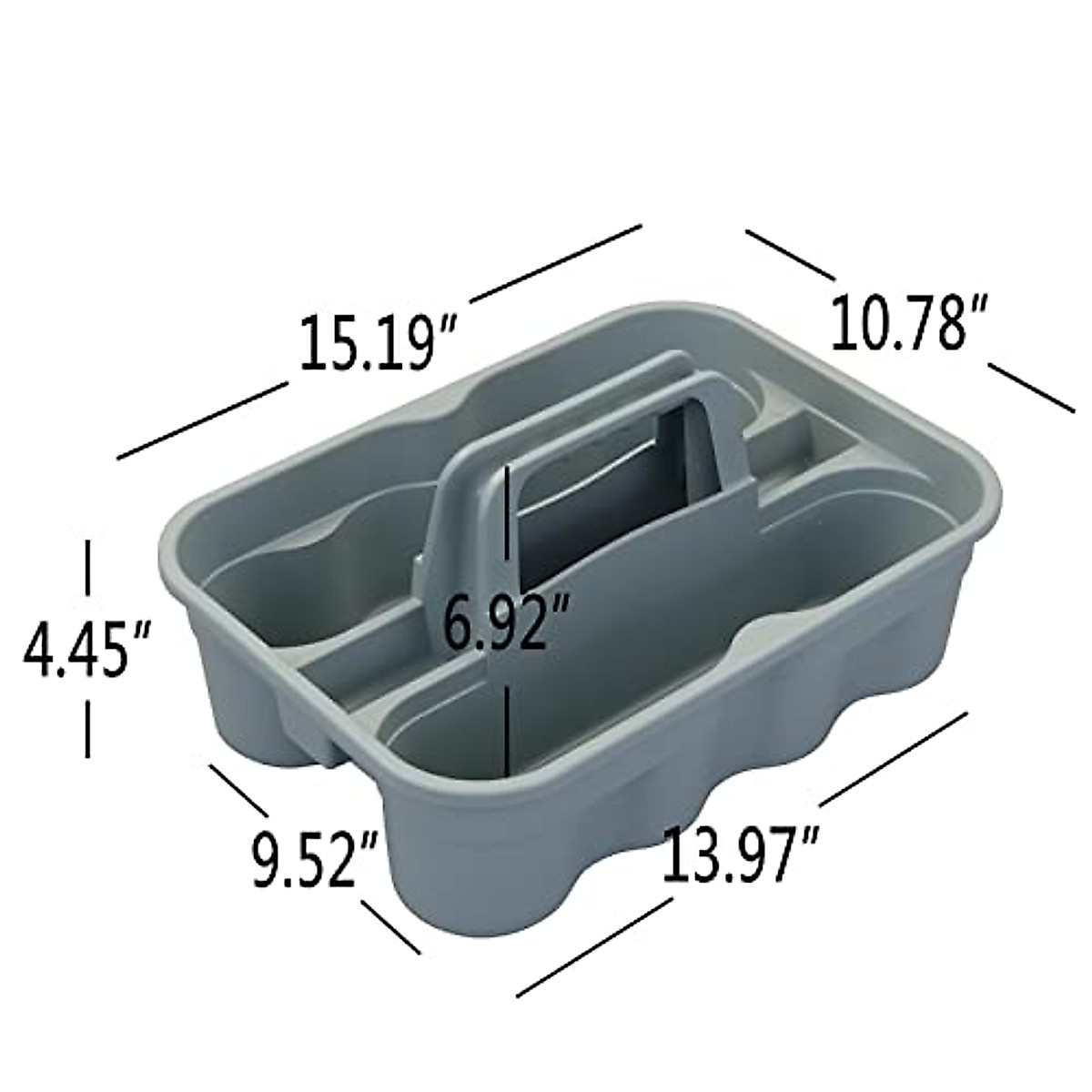 Ramddy Plastic Organizer Caddy, Carry Caddy with Handle, Gray, 4 Packs