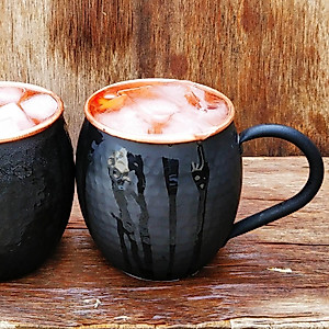 Staglife Black Matte Moscow Mule Copper Mugs, 20 Oz [Set of 2] + 16 Oz [Set of 2]