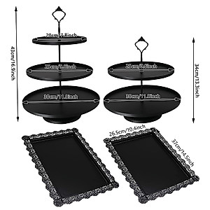 Set of 4 Pcs Iron Cake Stand Cake Holder Dessert Serving Trays for Wedding Birthday Party Baby Shower Halloween Display (Black)