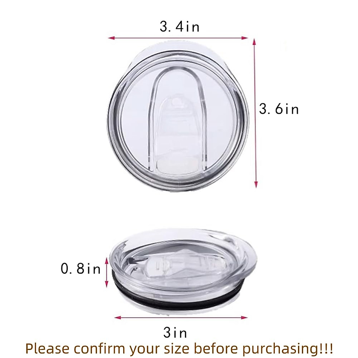 EYAKEG 20oz Tumbler Replacement Lids 1 Pack,3in Cup Mouth Compatible with YETI Rambler and More Tumbler Cups，Spill Proof Splash Resistant Silicone Sliding Covers., transparent