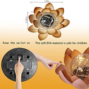 CALENDULA Garden Decoration Light, Solar Lights Outdoor, Crackle Globe Glass Lotus Decoration, Waterproof Flower Light for Patio,Lawn,Walkway,Tabletop,Ground