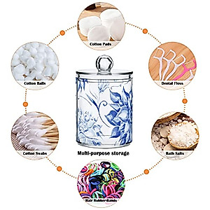 Tatenale Q tip Holder with Lid Cotton Swab Holder Dispenser Container Organizer Cotton Ball Jar Plastic Jars for Cotton Pad Bathroom Vanity Makeup Organizer 2Pack