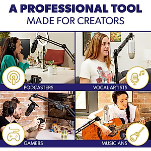 Melon Audio Microphone Boom Arm Stand, Heavy Duty Mic Suspension Scissor Boom Stand with Mic Clip and Cable Ties Perfect For Vocal Recording, Streaming and Podcasting, GAZ-40