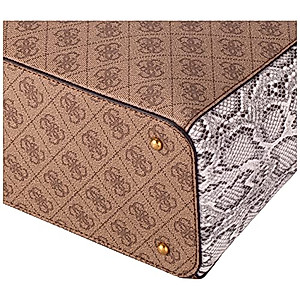 GUESS womens Zadie Logo Girlfriend Tote, Latte Logo Python, one size US
