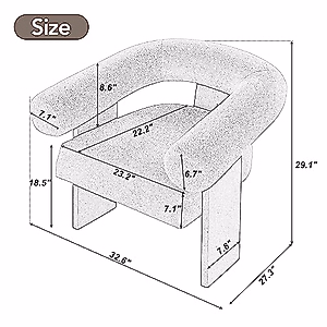 Flieks The Curved Wishbone Frame Accent Chair Teddy Velvet for Living Room, Light Brown