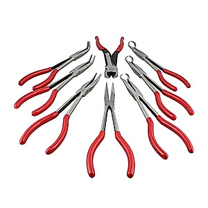 ABN 11in Plier 8-Piece Set – Long Reach Circle, Power Diagonal Cutting, S-Shape, Angled, and Straight Nose Pliers