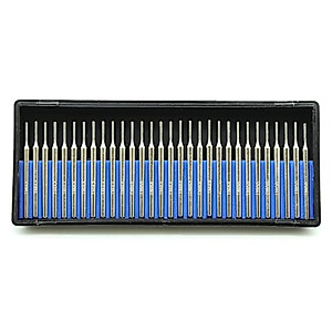 TMAX 30 pc 1 mm (1/32 Inch) Medium Grit 150 Diamond Coated Burrs Glass Drill Bit Set with 1/8 Inch Shank for Dremel Rotary Tools
