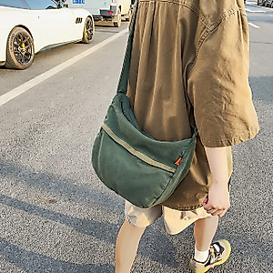 Canvas Crossbody Bags for Women and Men, Shoulder Hobo Purse Bag Tote Messenger Handbag for Work, Shopping and Travel(2565/Green)