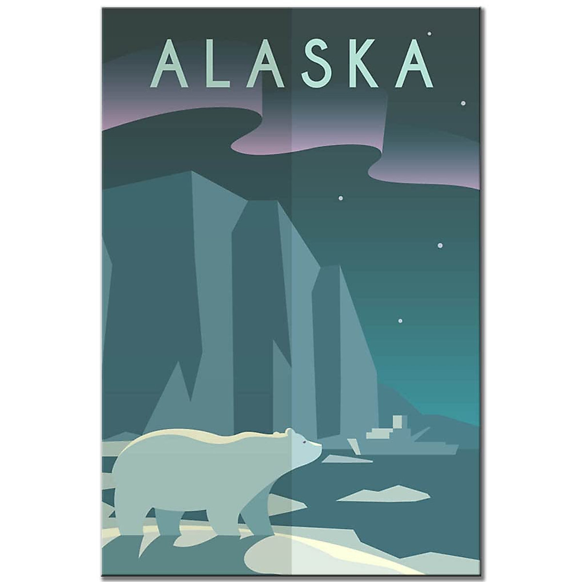 Alaska Fridge Magnet Anchorage Vintage Poster Juneau Travel Souvenir Fairbanks