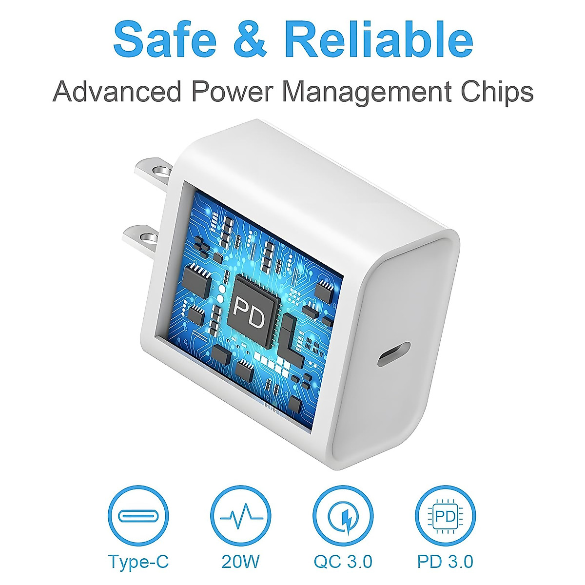 iPhone 15 Charger Block, 20W PD Type C Fast Wall Charger, USB C Charger Block for iPhone 15/15 Pro/15 Pro Max/iPad Pro/AirPods [2 Pack]