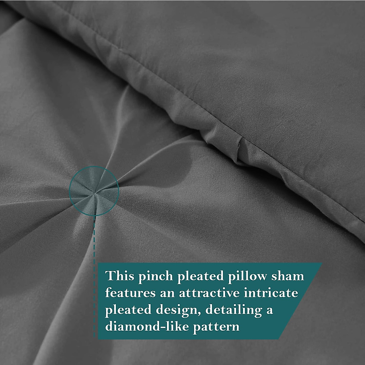 King Pillow Shams Set of 2 Pinch Pleated Dark Grey Pillow Shams King 20X36 Pinch Pillow Covers 100% Egyptian Cotton 600 Thread Count Hotel Class Bedding King Size Decorative Pinch Pillow Shams Set