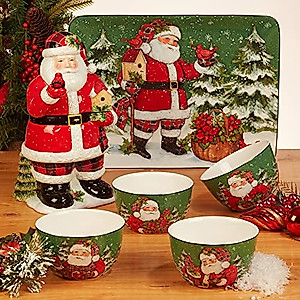 Certified International Christmas Lodge Santa Rectangular Platter, 16" X 12"