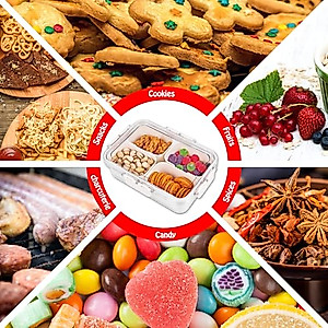 Divided Serving Tray with Lid, 4 Compartments Snackle Box Container, Small Snack Organizer for Adults/Kids, Portable Candy/Fruits/Veggie/Snacks/Nuts Platters for Party, Entertaining, Travel & Picnic