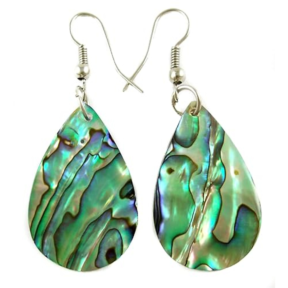 Swimmi Iridescent Paua Abalone Shell Earrings, Teardrop Natural Abalone Earrings for Women, Handmade Dangle Drop Seashell Earrings Fashion Jewelry BA196