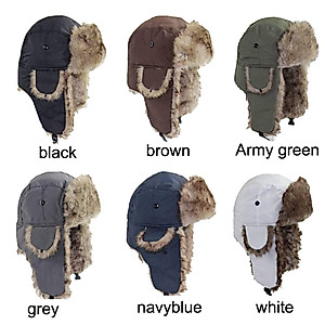 ASWER Trapper Warm Russian Trooper Hat Winter Skiing Cap Women Men Windproof Coffee