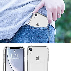 Jaorty Crossbody Wallet Phone Case for iPhone XR with Card Holder,Cute Clear TPU Soft Case with Adjustable Nylon Neck Lanyard Strap iPhone XR Shockproof Protective Case for Womem & Men-Crystal Clear