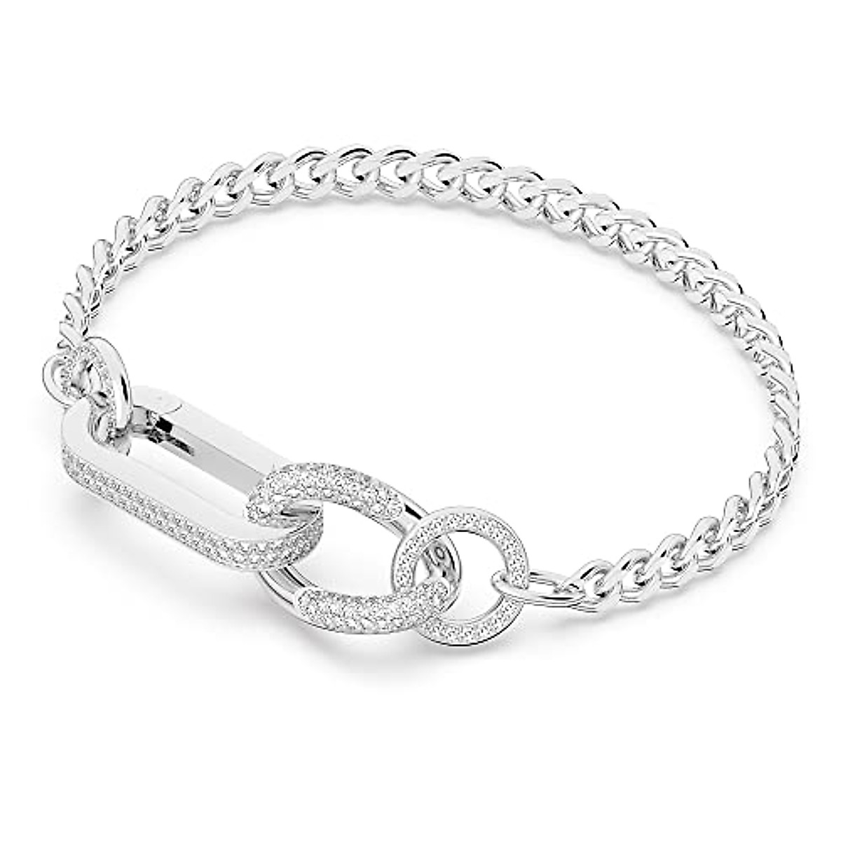 SWAROVSKI Dextera bracelet, Pavé, Mixed links, White, Rhodium plated