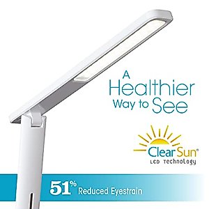 OttLite Charge Up LED Desk Lamp with Wireless Qi Charging & USB Charging Port, with ClearSun LED Technology - Adjustable Neck, 3 Color Temperature Modes, Reduces Eyestrain - Travel-Friendly Task Lamp