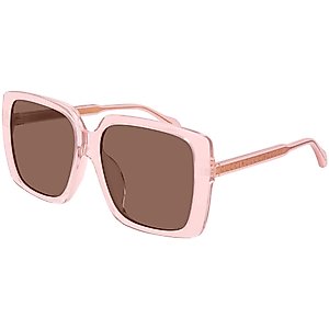 Gucci 0567SA 004 Pink Crystal Plastic Square Sunglasses Brown Lens, 58-16-145