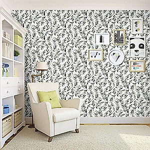 Livebor Olive Leaf Wallpaper Peel and Stick Leaf Contact Paper 17.7inch x 78.7inch Floral Peel and Stick Wallpaper Modern Farmhouse Wallpaper Neutral Sage Wallpaper Self Adhesive Decorative Paper