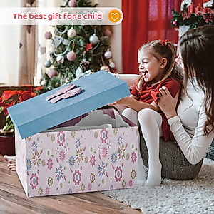 JOYMOR Kids Princess Vanity Table and Chair Set, Kids Vanity Set with Drawer & Tri-Folding Mirror, 2 in 1 Makeup Dressing Table with Detachable Top, Pretend Beauty Play Vanity Set for Girls